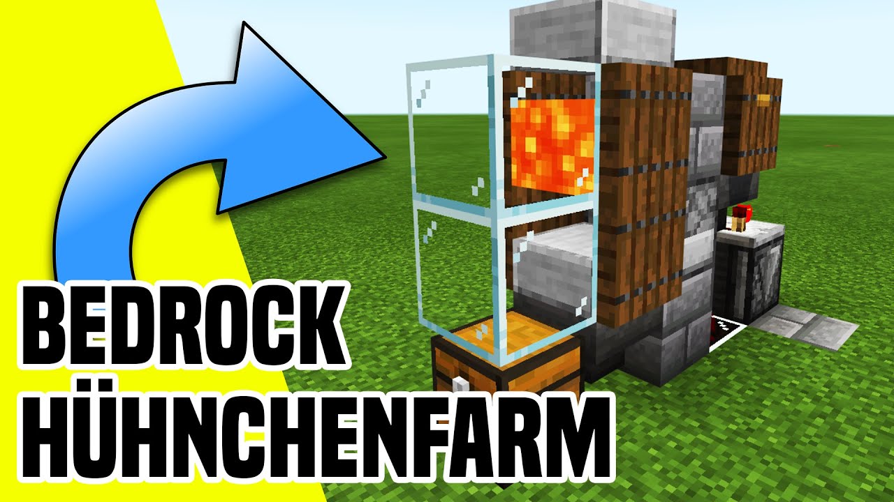 Minecraft Bedrock Hühnerfarm | lecker Hühnchen und Federn in 5 Minuten ...