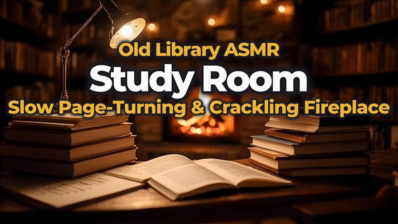 Cozy Old Library Ambience 📚 ASMR Study Room with Crackling Fireplace ...