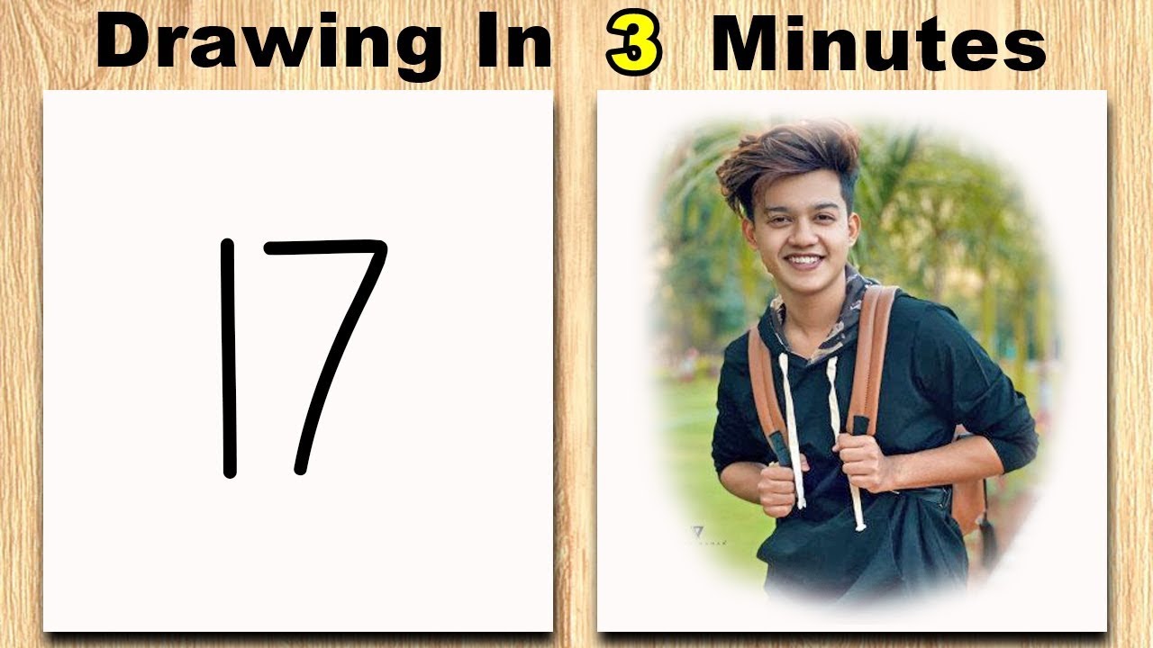 Tiktok Star Riyaz Aly Drawing With Number 17 Step by Step Easy For ...
