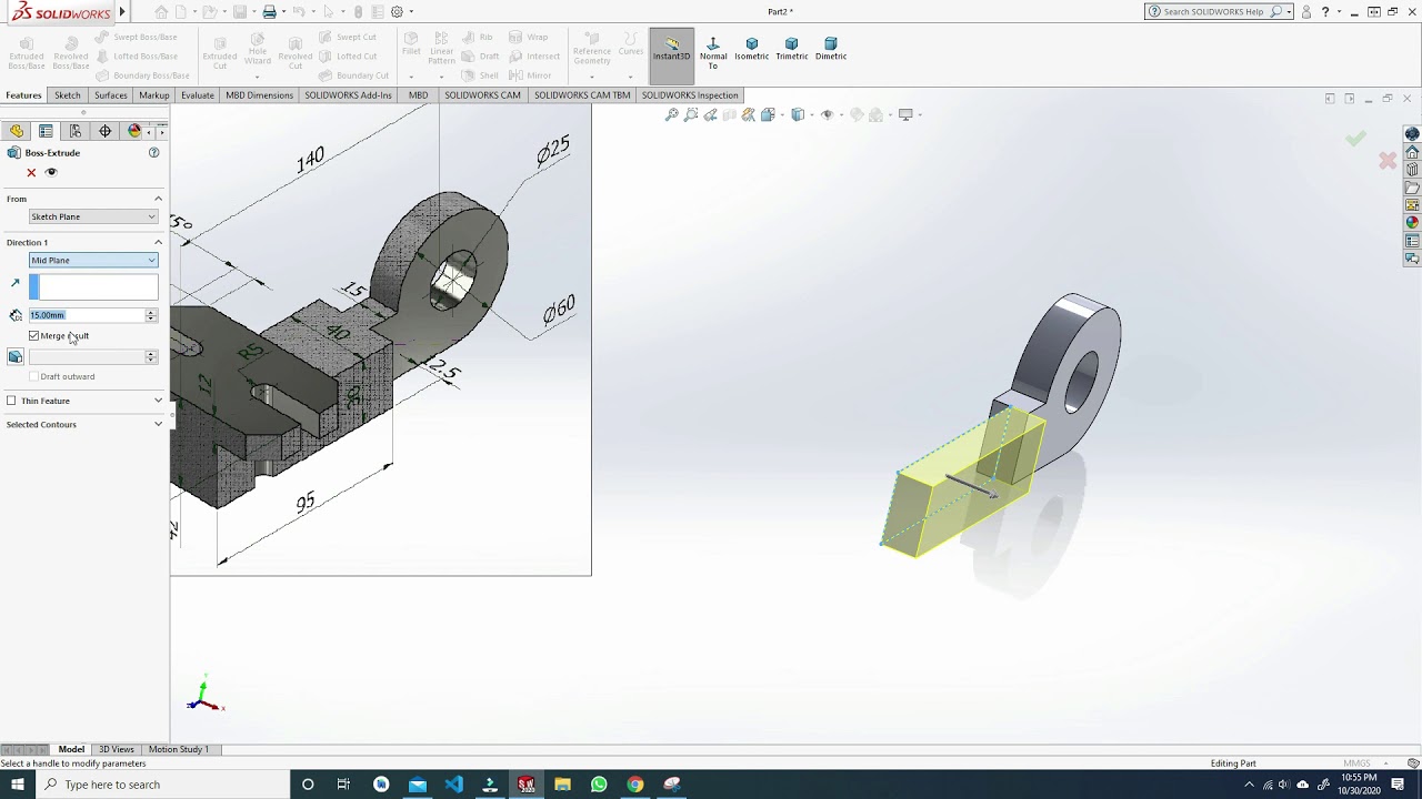 Latihan 1 3D Design SolidWorks - YouTube