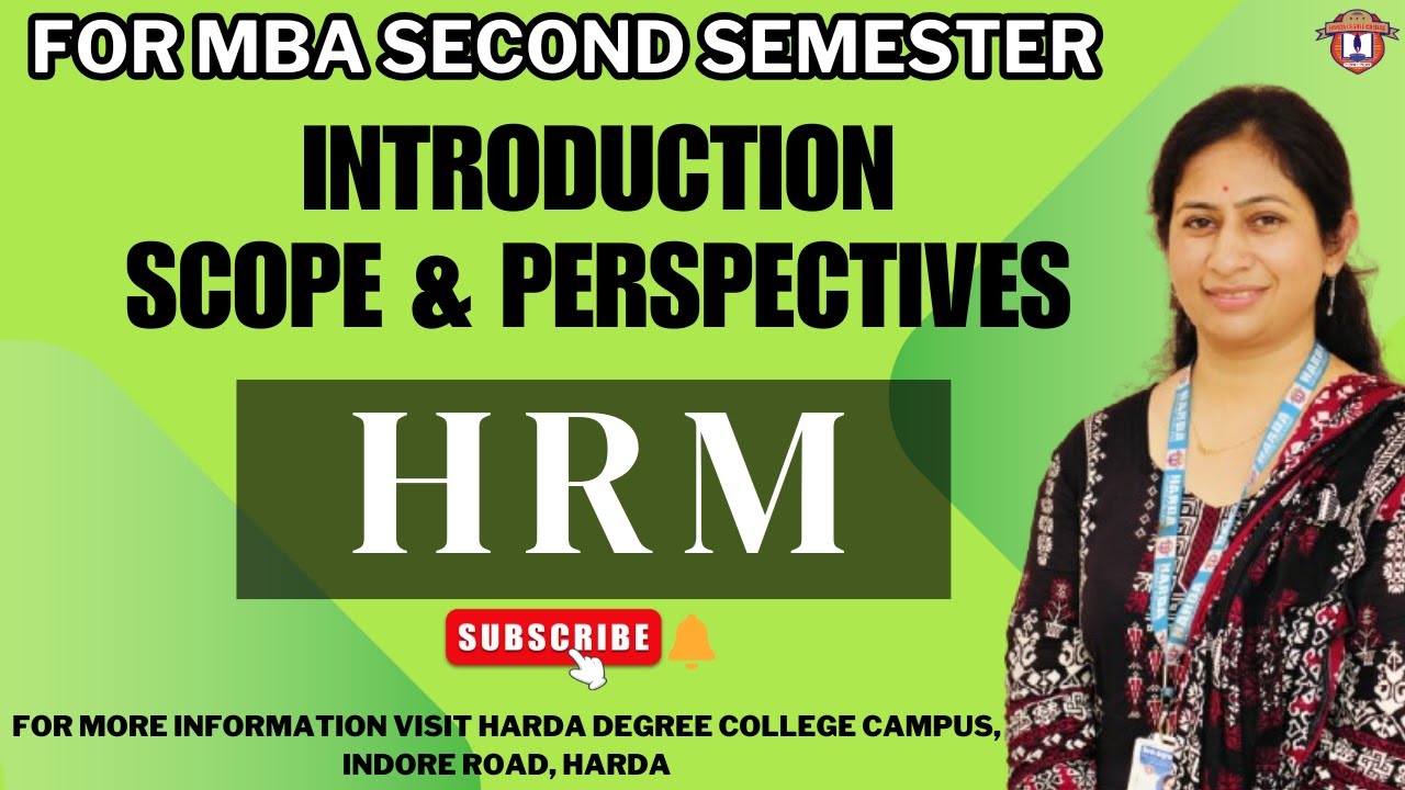 Introduction to HRM || Scope & Perspectives || For MBA Second Semester ...