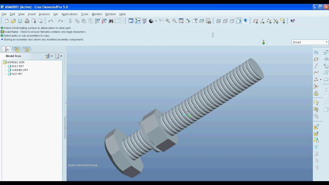 Bolt And Nut Assembly Using Creo Pro E) - YouTube