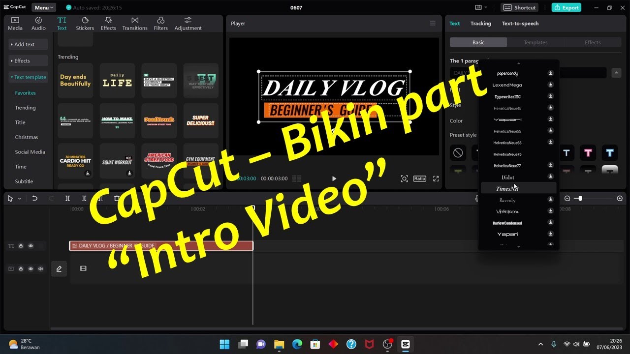Capcut Tutorial - Bikin part "Intro Video" ringkas - YouTube
