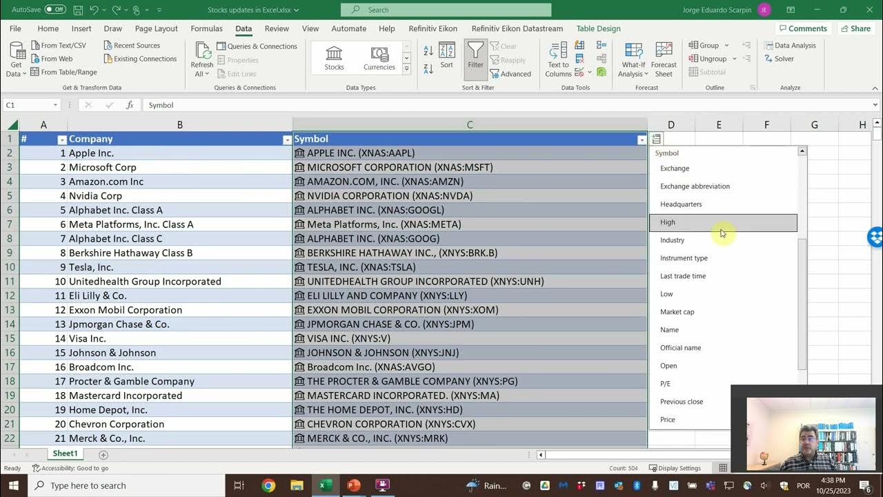 How do I get real time stock (shares) updates in Excel - YouTube