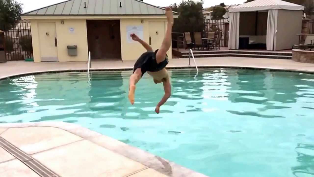 Aerial twist into swimming pool - YouTube