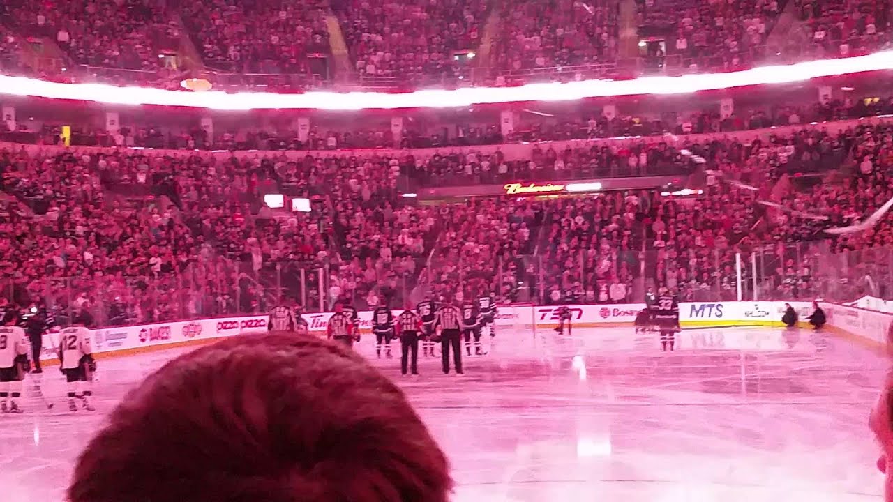 Winnipeg Jets vs Pittsburgh Penguins Canadian National Anthem MTS ...