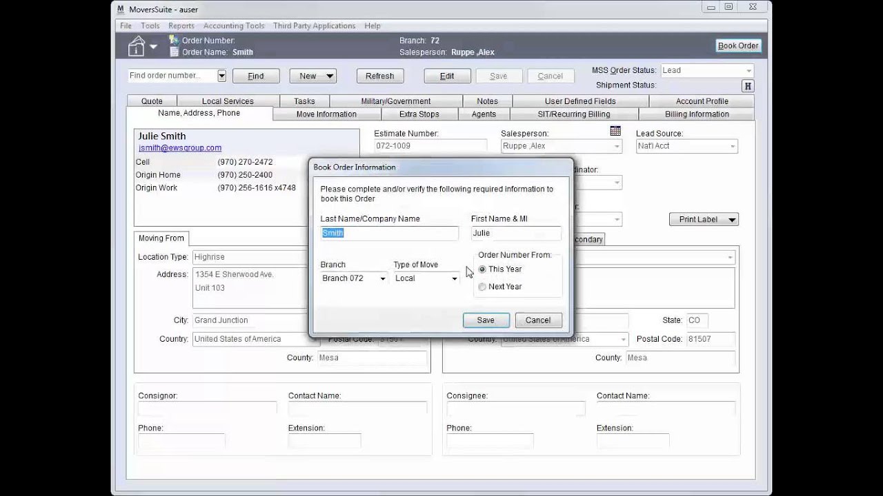 Order Entry Basics in MoversSuite - YouTube