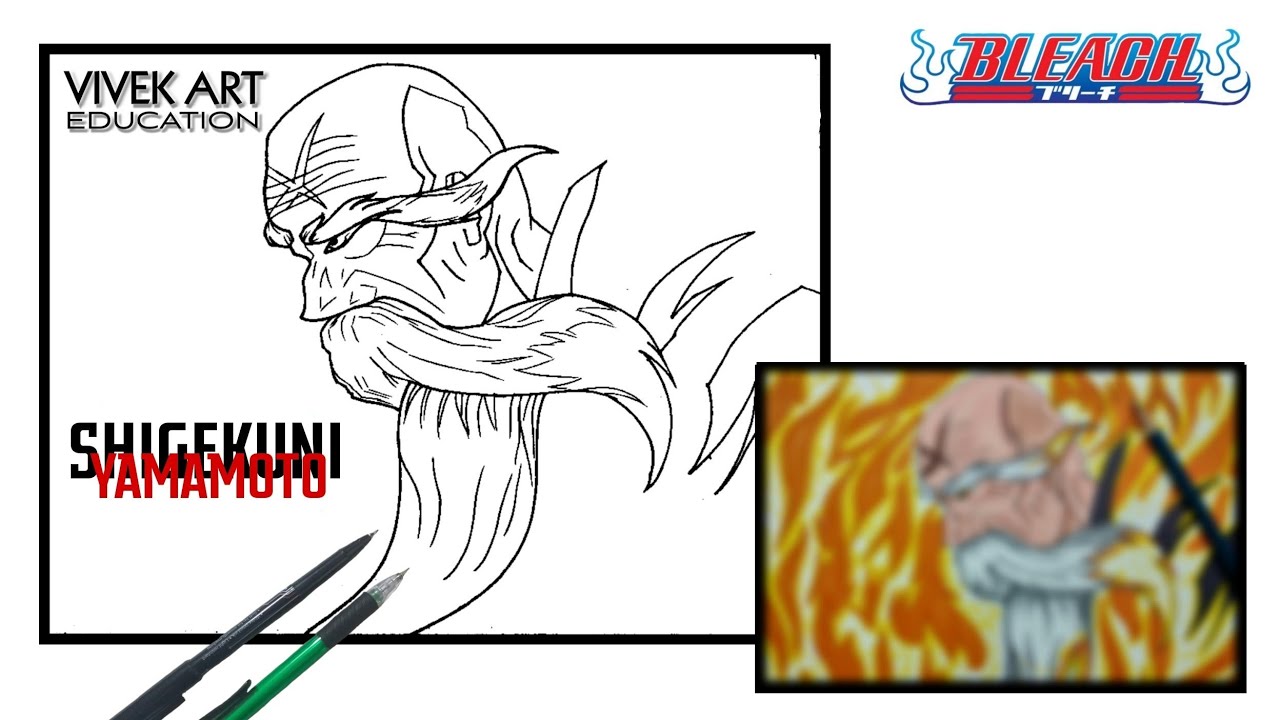 Yamamoto Shigekuni Character from Bleach Anime Drawing [TUTORIAL] - YouTube