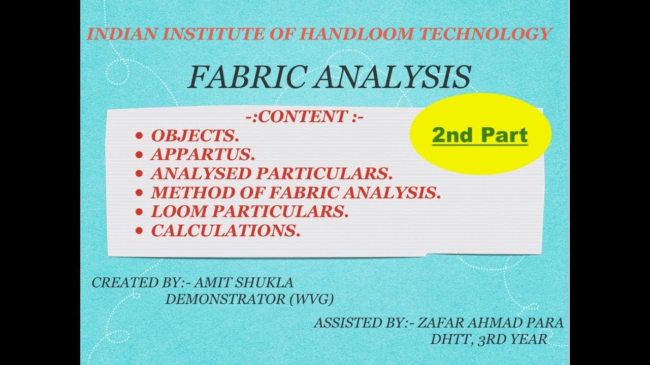 Fabric Analysis for DHTT 1st year, Part 02/02 - YouTube
