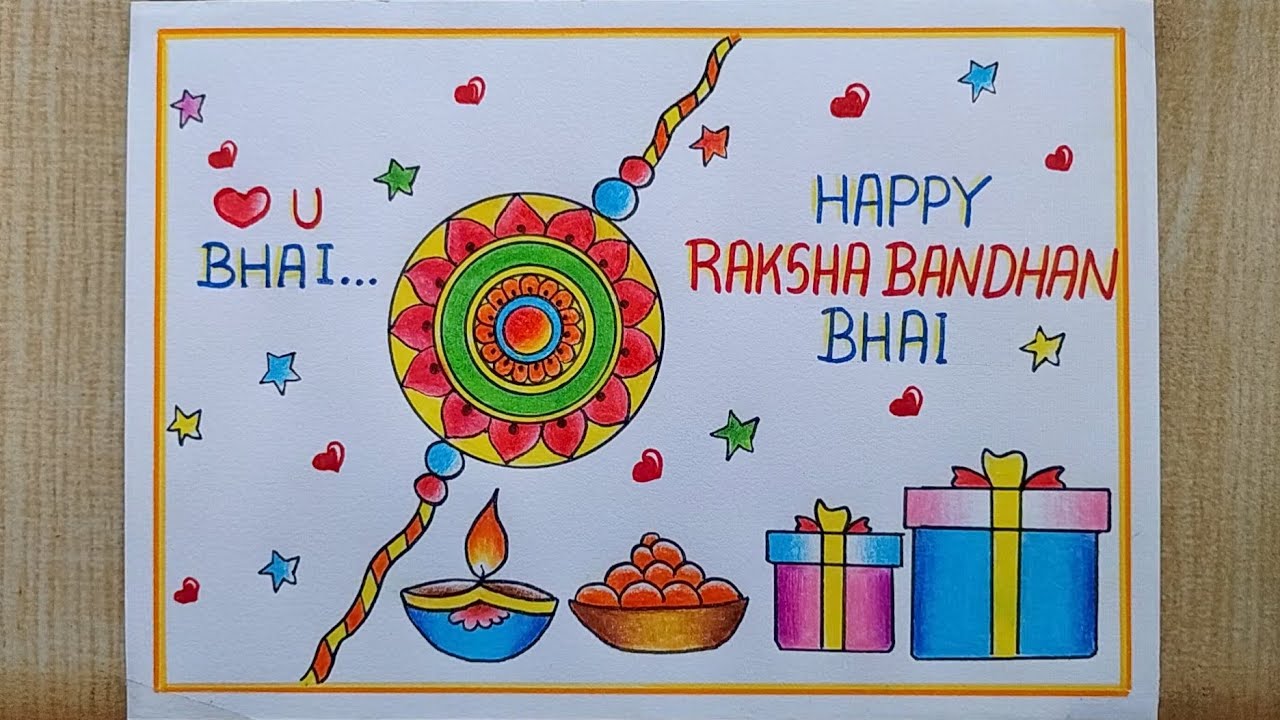 Very easy Rakhi drawing| Rakshabandhan special Card drawing| How to ...