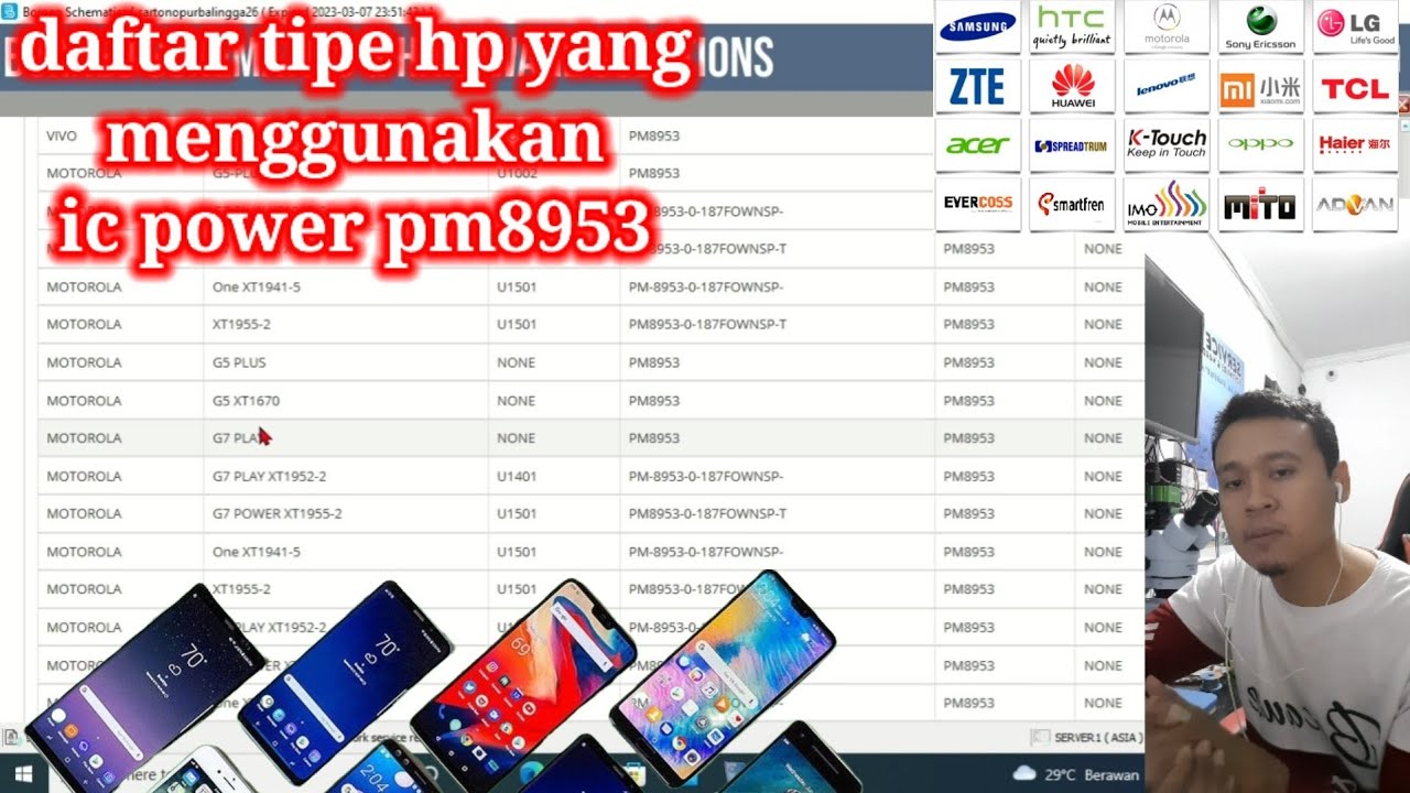daftar tipe hp yang menggunakan ic power pm8953 - YouTube