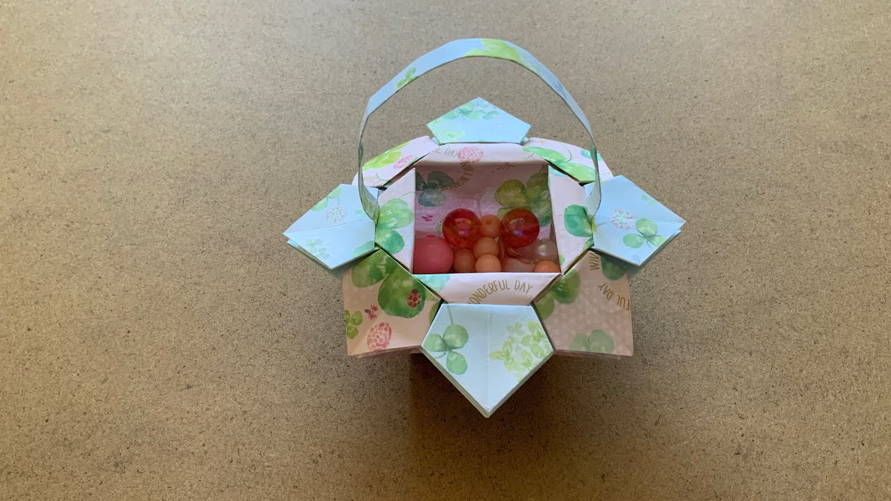 Origami Flower Basket 怎麼折紙花籃 How to make a paper flower basket - YouTube