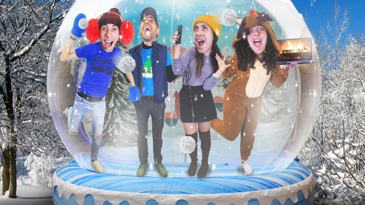 24 Hours in a Giant Snowglobe Challenge! - YouTube