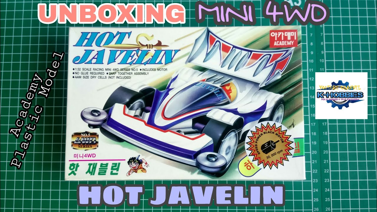Unboxing Mini 4wd Hot Javelin Academy Plastic Model [ミニ四駆] - YouTube
