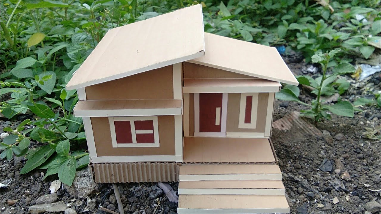 Diy| Cara membuat Miniatur rumah dari kardus|miniature house - YouTube