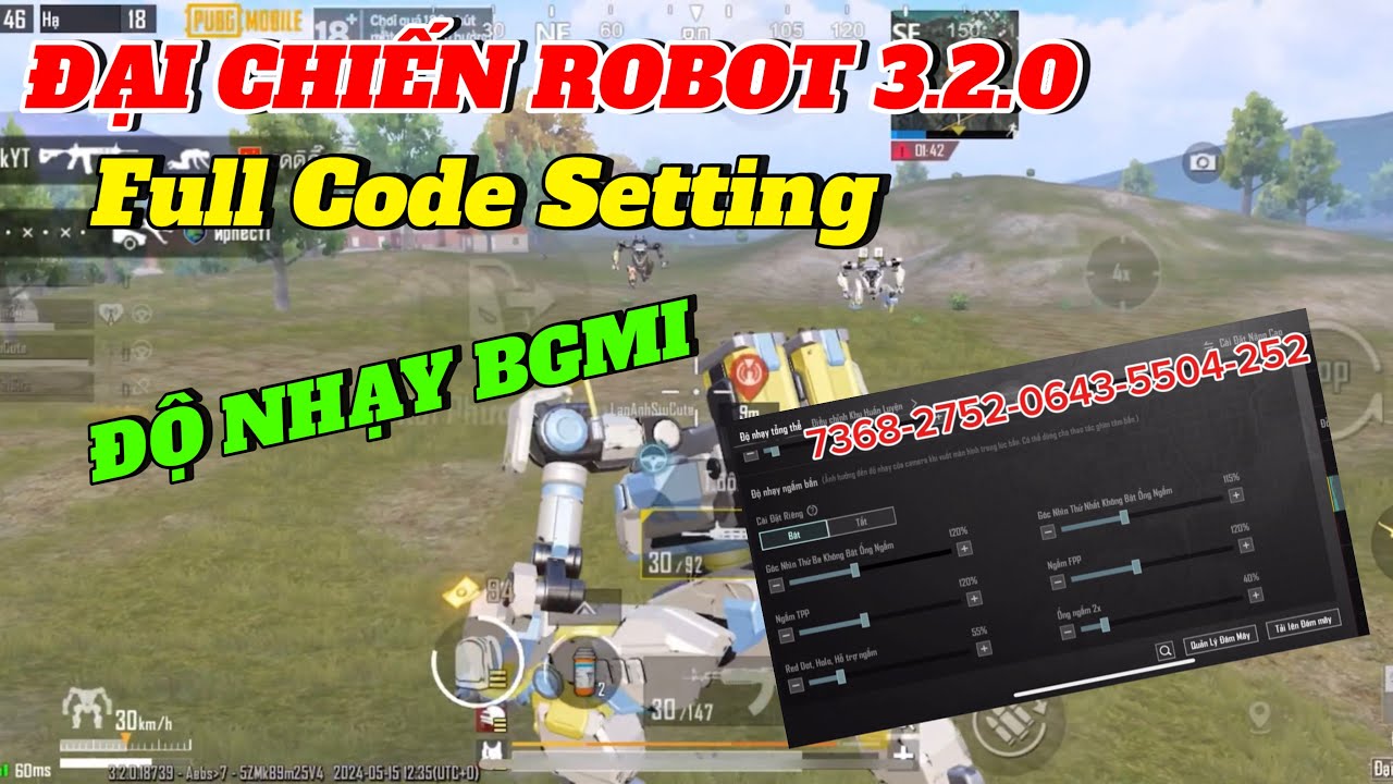 PUBG Mobile | Đại Chiến ROBOT 3.2.0 full code SETTING Độ Nhạy BGMI ...