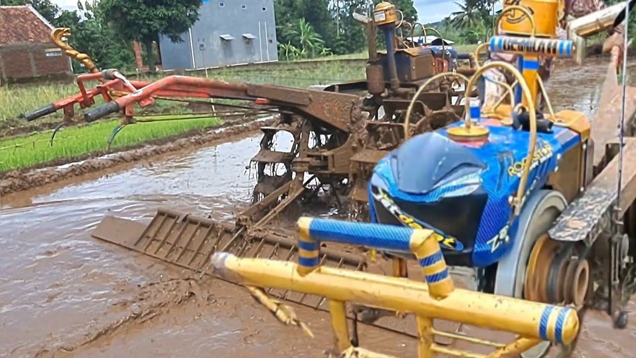 Traktor modif kang urip meratakan lahan petak besar. - YouTube