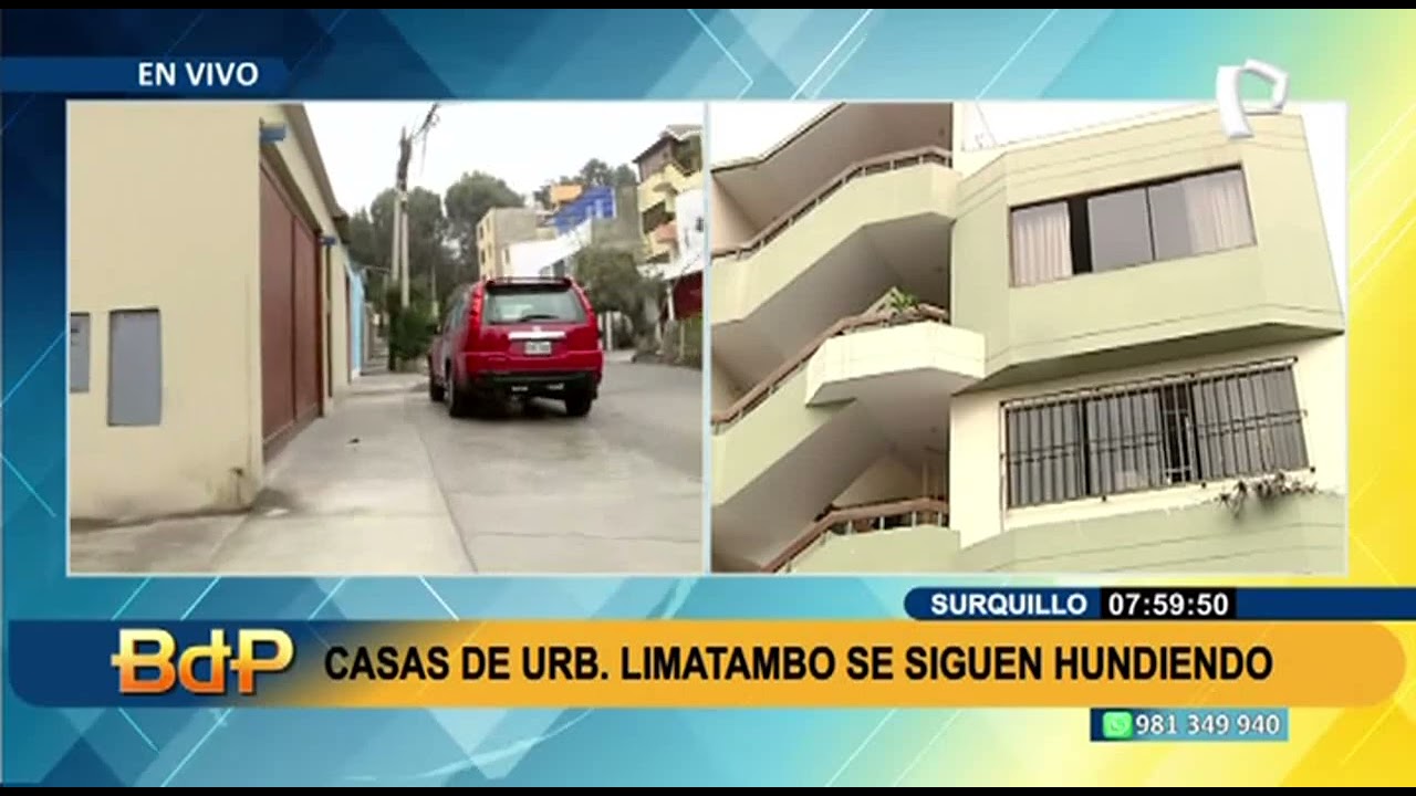 Edificaciones en Surquillo continúan hundiéndose: ingeniero recomienda demoler las casas - YouTube