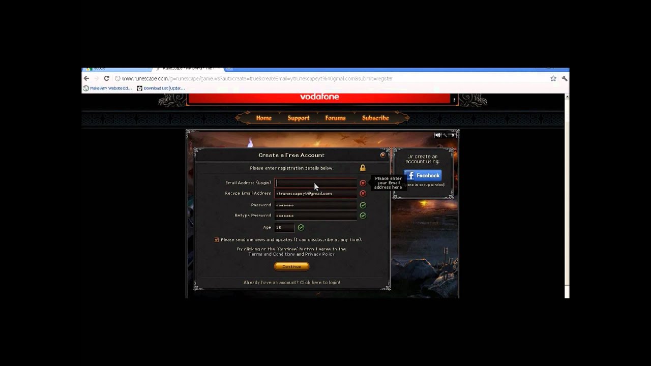 How To Create A RuneScape Account - 16-01-2012 - YouTube