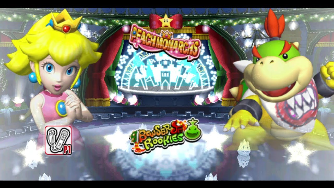 Mario Super Sluggers Peach Monarchs vs Bowser Jr Rookies in Peach Ice ...