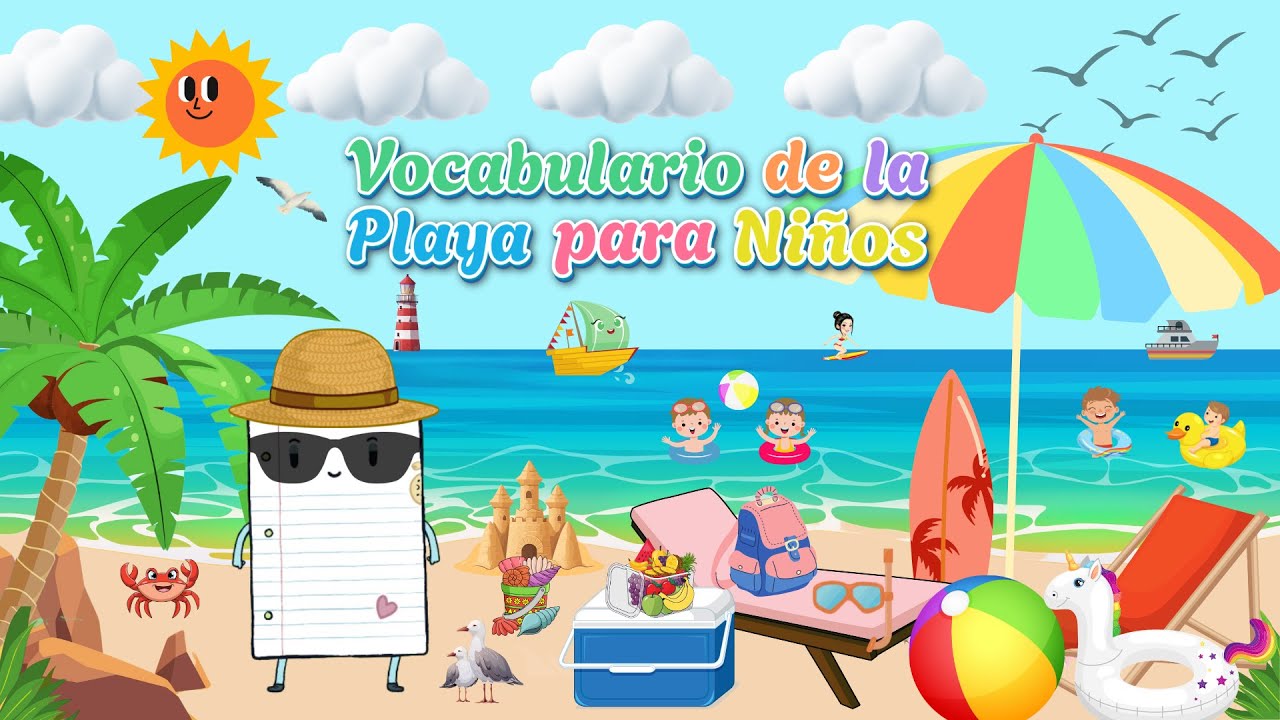 Vocabulario de la Playa para Niños | Aprende Palabras | Video Educativo ...