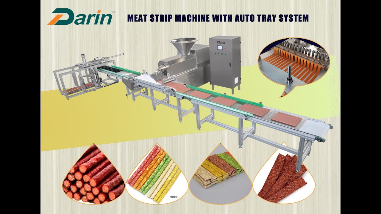 Auto Meat Strip Processing Line sent to Australia after testing - YouTube