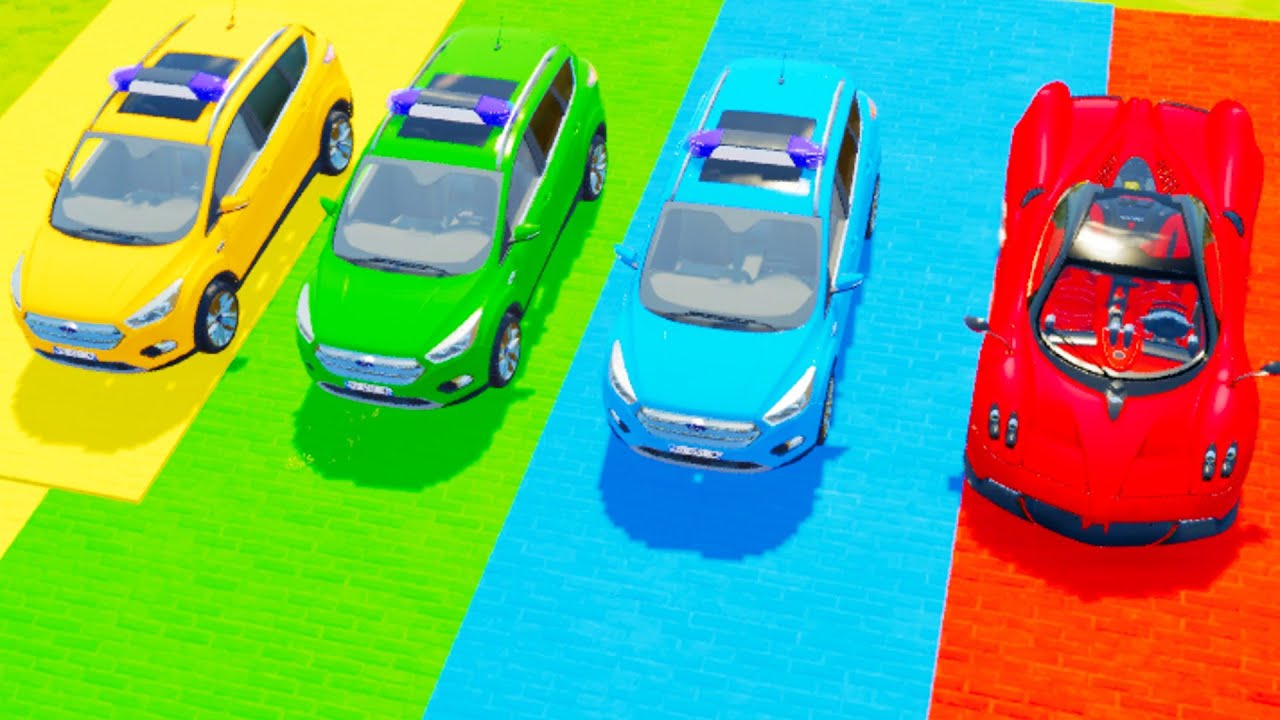 COLORED POLICE CARS CHASING PAGANI HUAYRA ON COLORED EPIC RACE ...