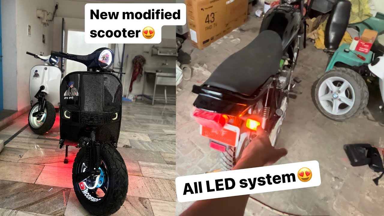 modify scooter with Car wheel 😍 splendor all LED💡system🔋 - YouTube