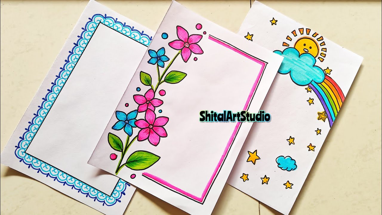 BEAUTIFUL BORDER DESIGN/PROJECT WORK DESIGNS/বন্ধু খাতার ডিজাইন/FRONT ...