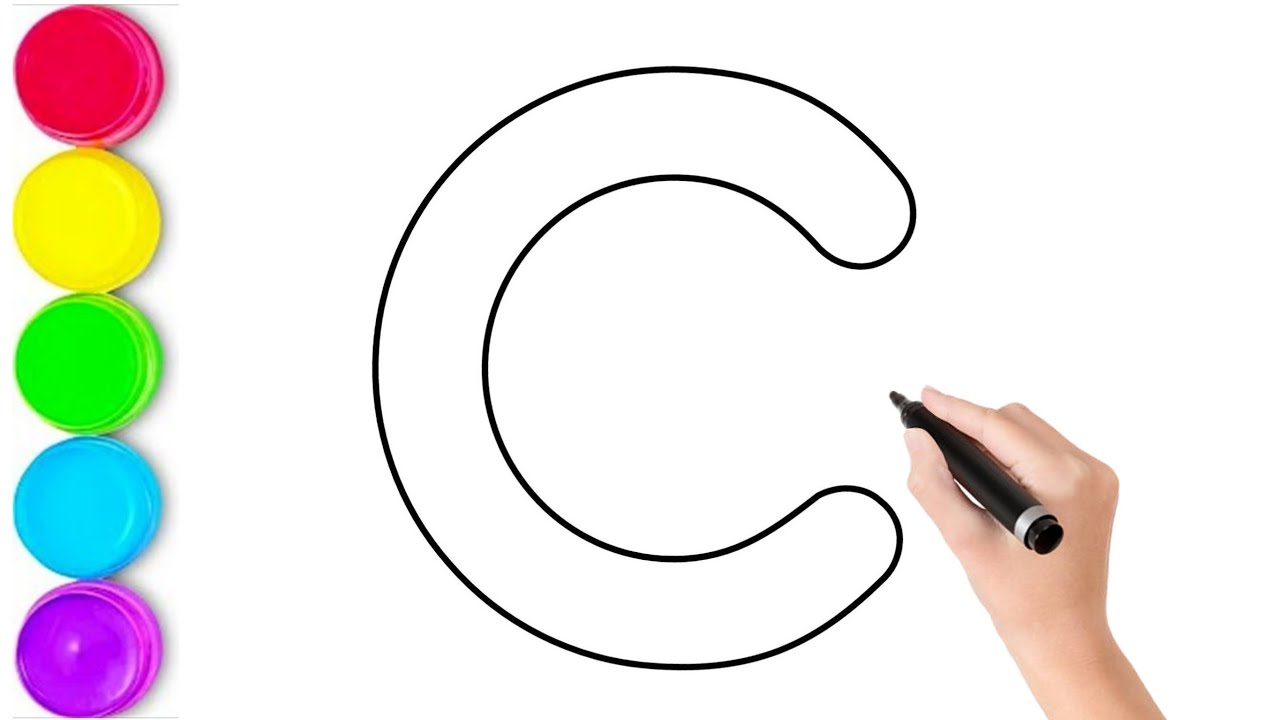 Letter C in 2d for kids. draw letter C for kids. Alphabet letter ...