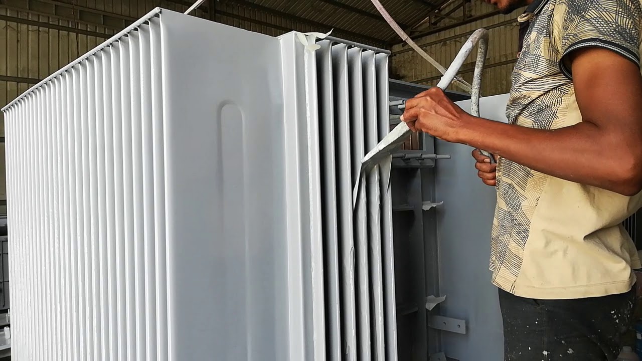 How to industrial flow paint on transformer. - YouTube