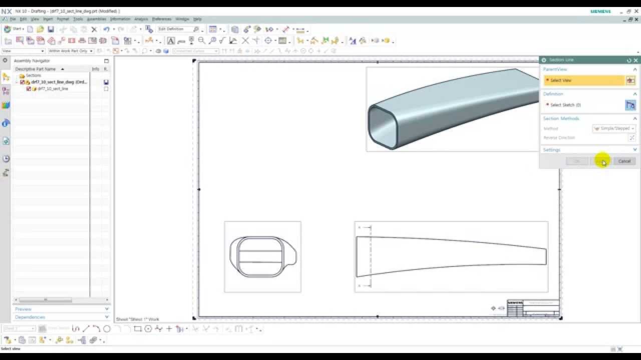 [NX 10] Stand alone section line - YouTube