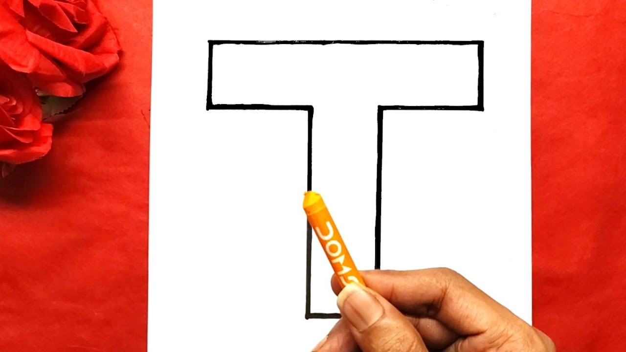 Drawing alphabet T for beginners step-by-step tutorial - YouTube