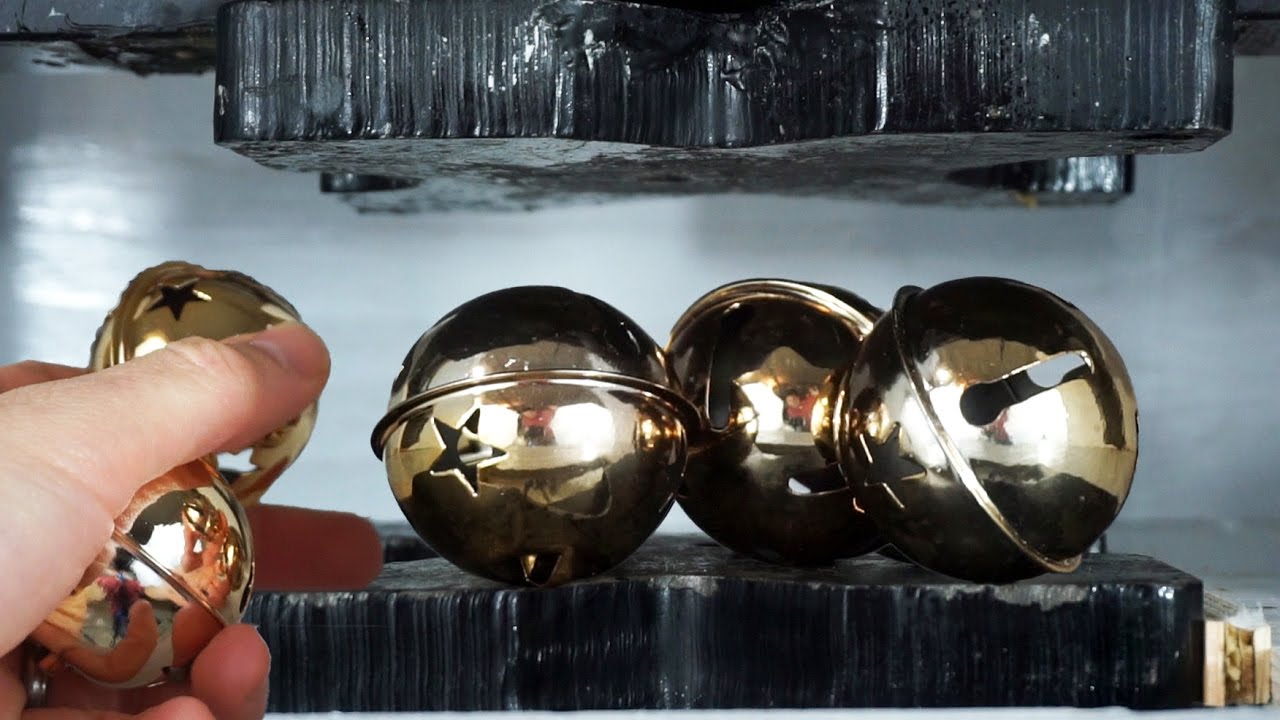 Bells Crushed Flat With A Hydraulic Press - YouTube