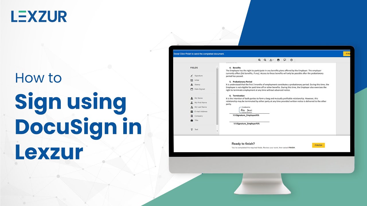 How to sign using DocuSign in Lexzur | LEXZUR - YouTube