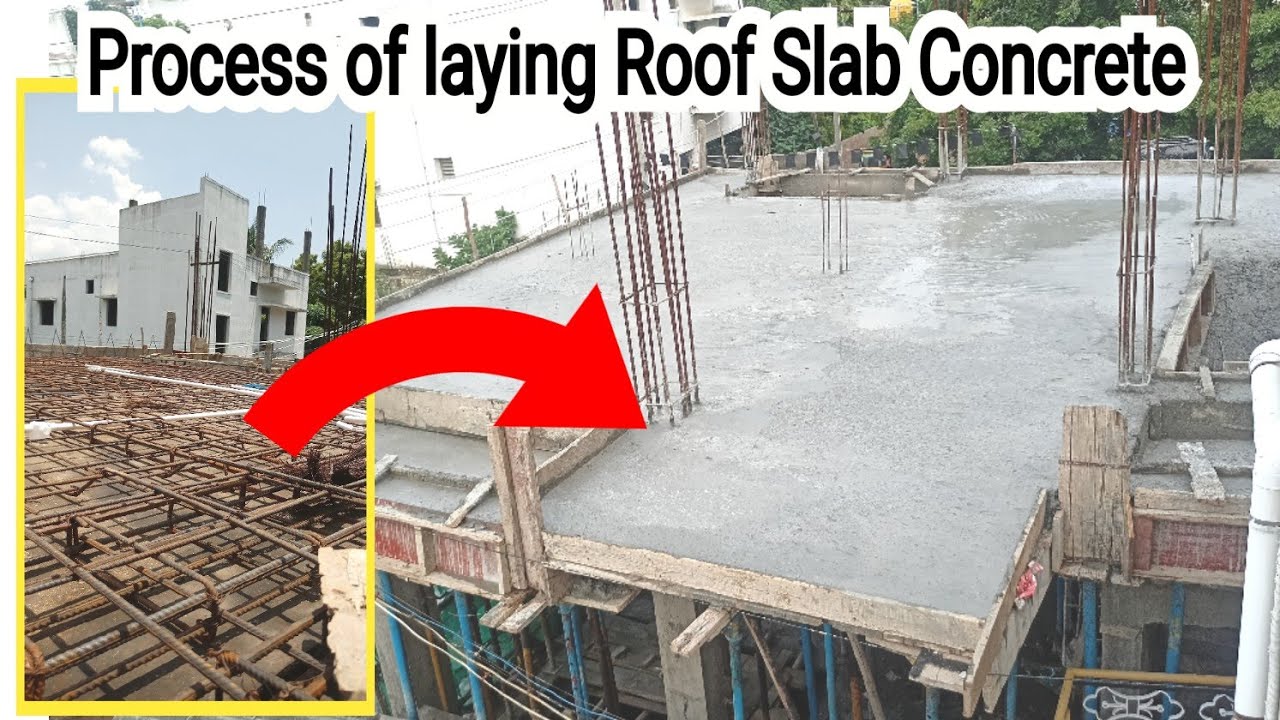 process of concrete laying work for roof slab using semi automatic ...