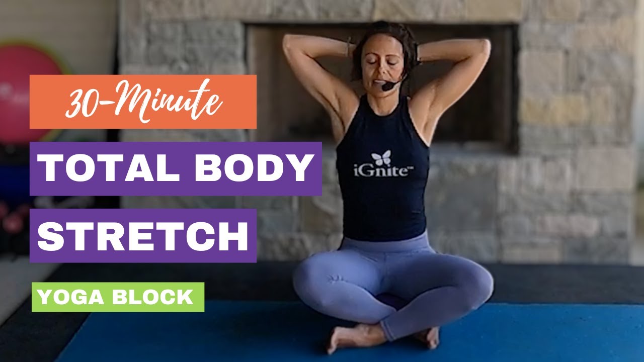30-Minute Full Body Stretch with Yoga Block - YouTube