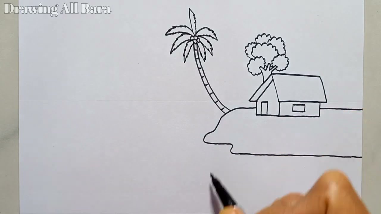 Cara Menggambar Pemandangan Sawah yang Mudah | How to draw easy rice ...