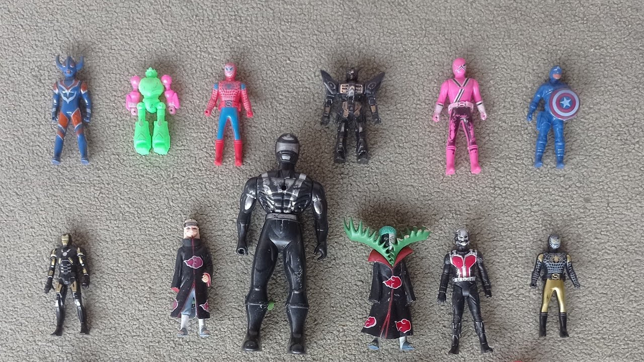 menemukan mainan superhero naruto, Akatsuki, ironman, Spider-Man ...