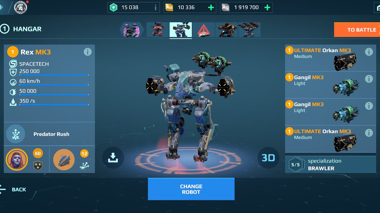 Rex Ultimate Orkan Gangil | War Robots Gameplay - YouTube