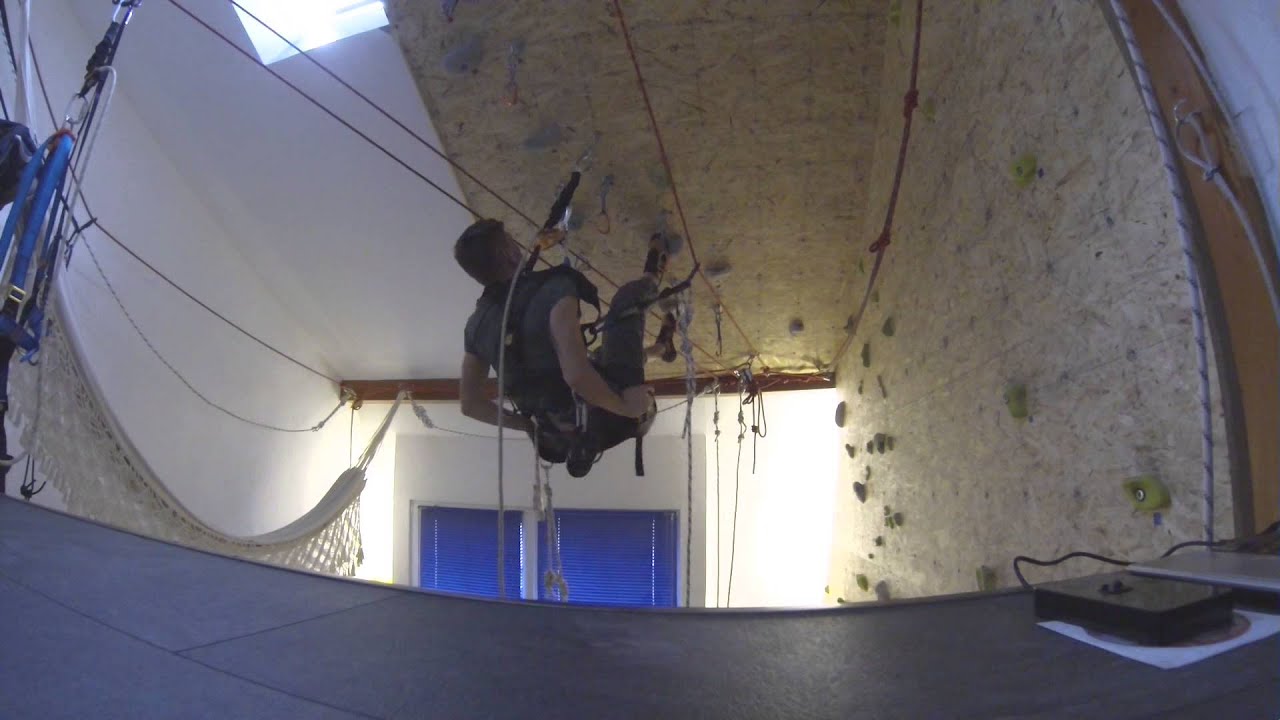 Rope access working under the ceiling , climbing wall rigging - YouTube