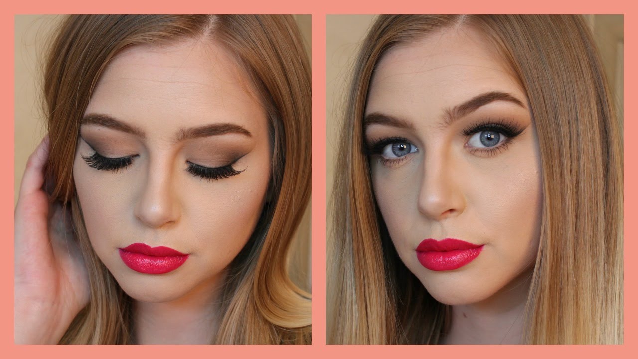 Neutral Eyes & Bold Pink Lips | Spring Makeup Tutorial - YouTube