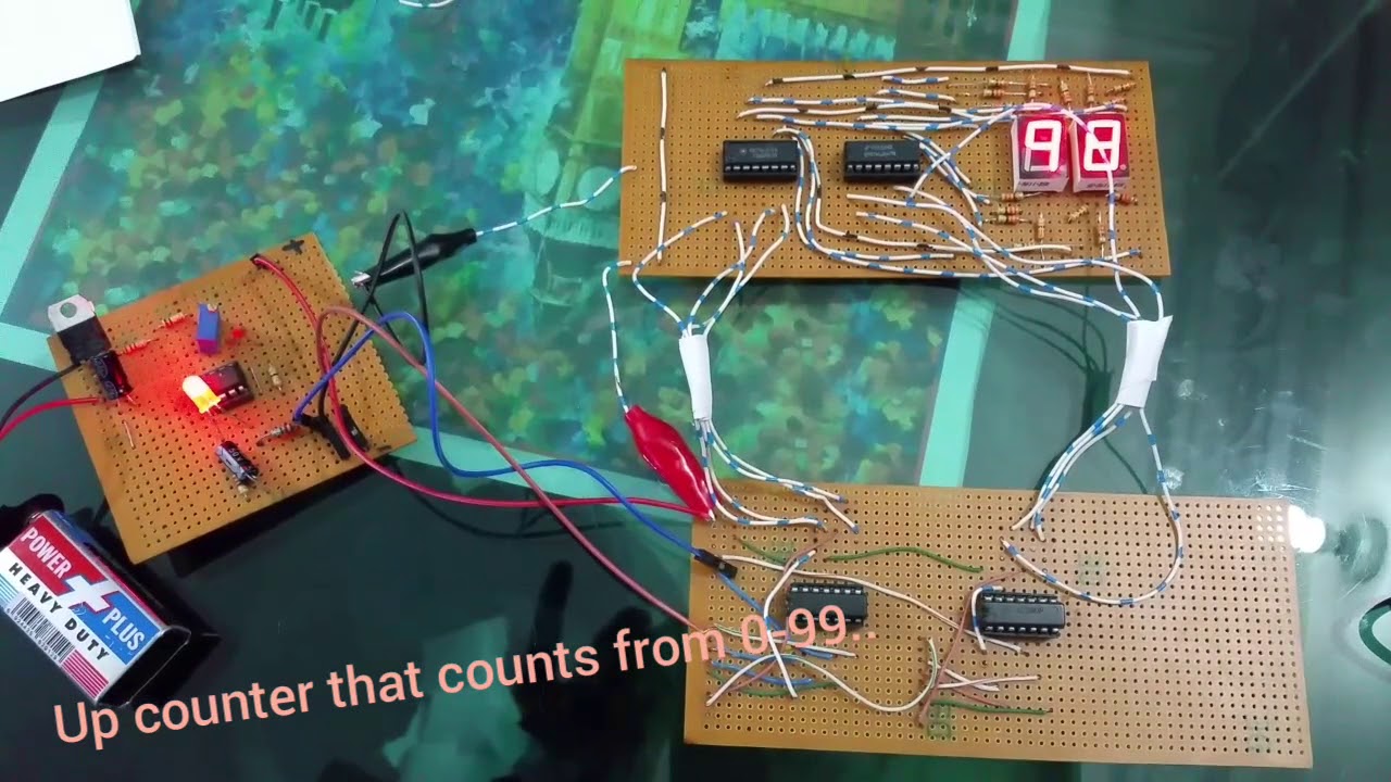 Up counter that counts from 0-99 using 7490 and 7447 ics - YouTube