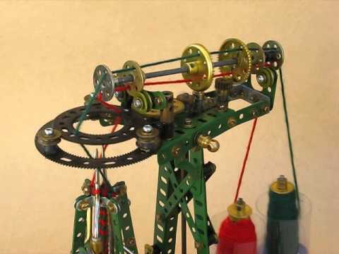 Meccano 2-yarn French knitting machine- overhead detail - YouTube