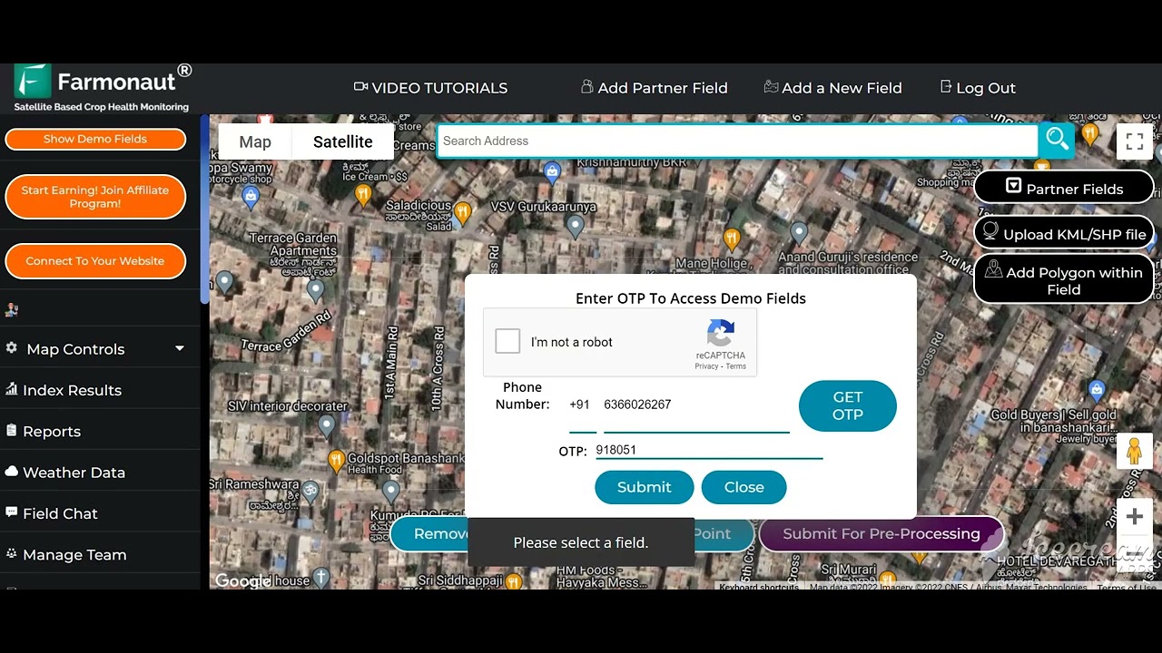 Farmonaut® | How to Access Demo Farms on The Web App - YouTube
