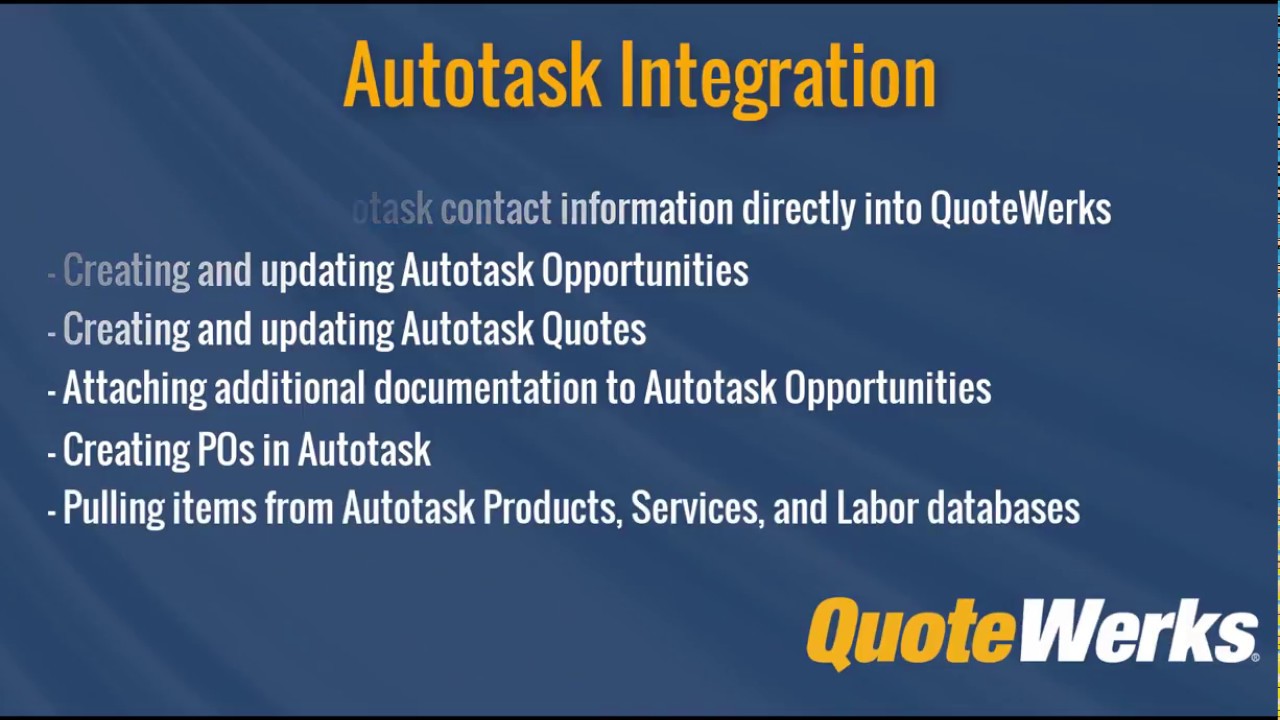 QuoteWerks Integration to Autotask - YouTube