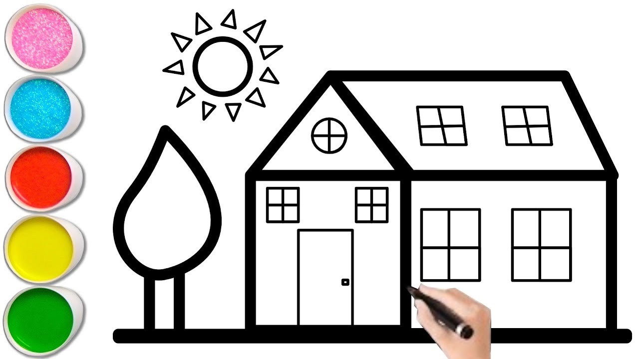 HOW TO DRAW A HOUSE EASY | Drawing House form Shapes - YouTube