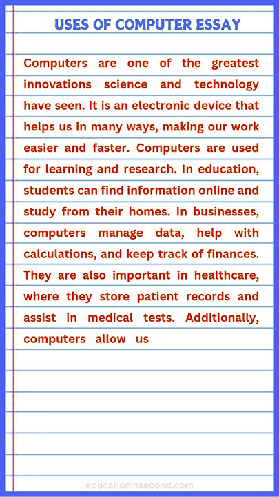 Uses of computer essay | Importance of computer essay in English - YouTube