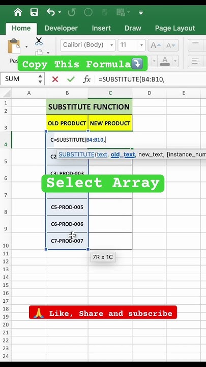 Substitute Function In Excel ‼️ ️ Pro Tips And Tricks Shorts Ytshorts Exceltips