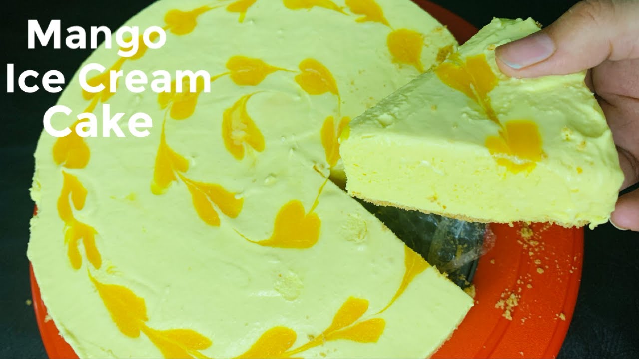 Mango Ice Cream Cake Recipe | Mango Ice Cream Recipe - Homemade Ice ...